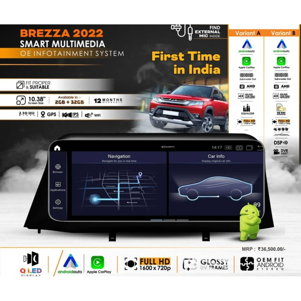 Buy Brezza 2022 Smart OEM Fit Infotainment System Apple Carplay ...