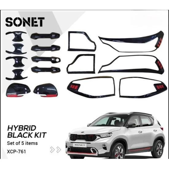 Buy Kia Sonet Hybrid Black Combo Kit Car Accessories Online ...